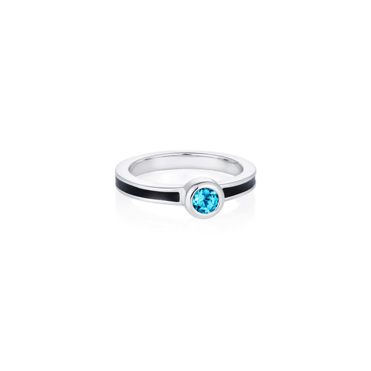'Better Together' Ostro Blue Topaz Round Black Stacking Ring ...