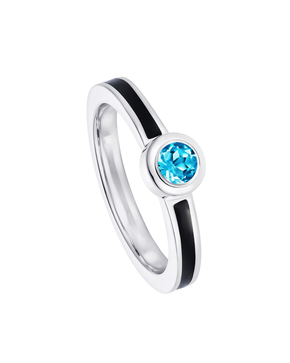 'Better Together' Ostro Blue Topaz Round Black Stacking Ring ...
